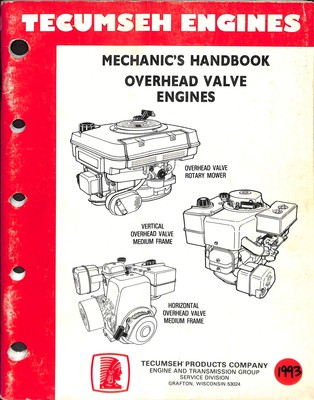 Tecumseh Engines Mechanic's Handbook Overhead Valve Engines Manual 1993 | eBay