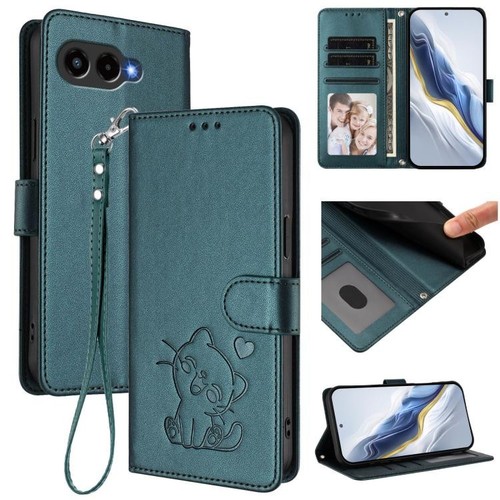 For T-Mobile Revvl 8 / T Phone 3 Embossed Heart Cat Leather Phone Case ...