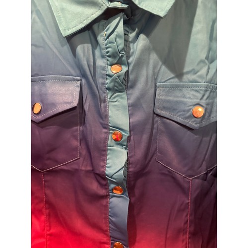 NWOT Shein Gradient Snap Button Pocket Ruffled Long Sleeve Shirt Jacket ...