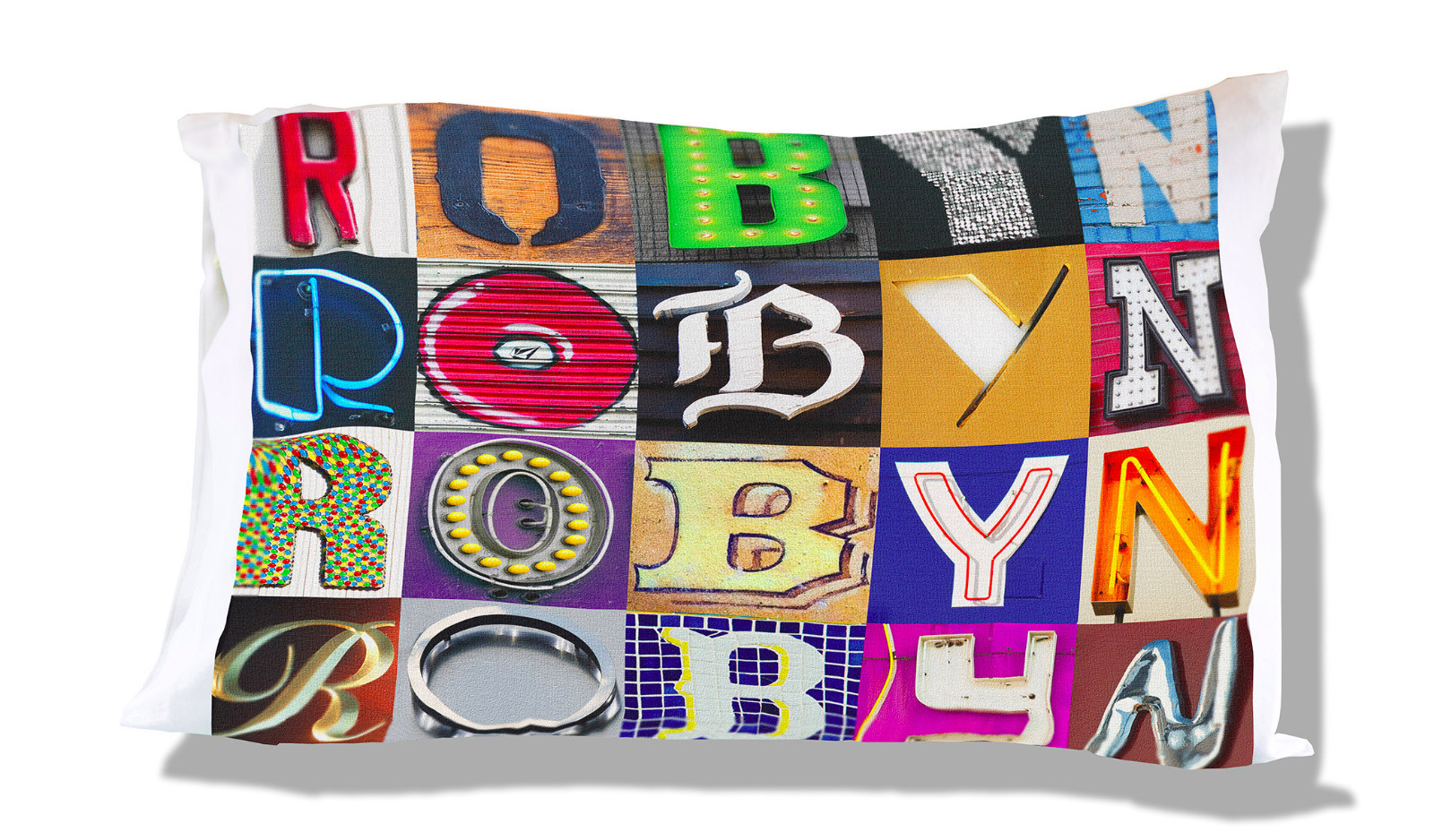 ROBYN Personalized Pillowcase featuring photos of actual sign letters ...