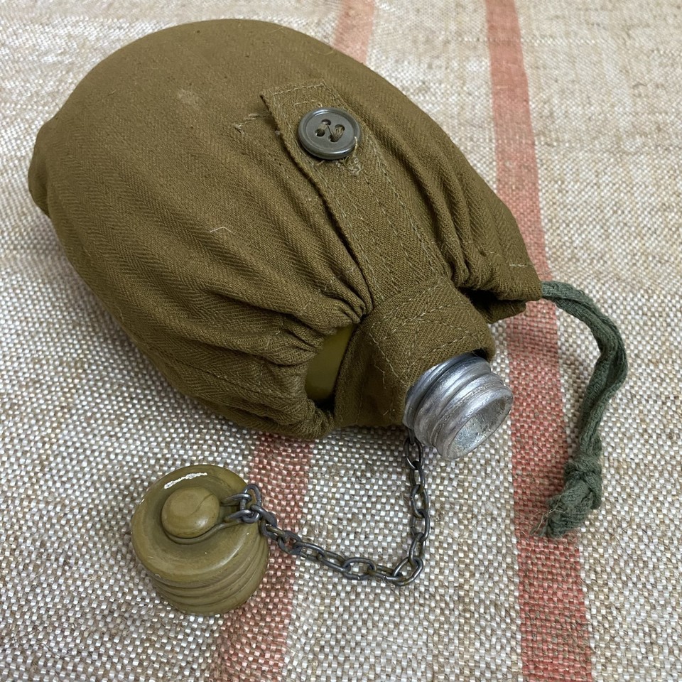 Soviet Army Flask w/ Cover. Russian Military Canteen w/ canvas Case ...
