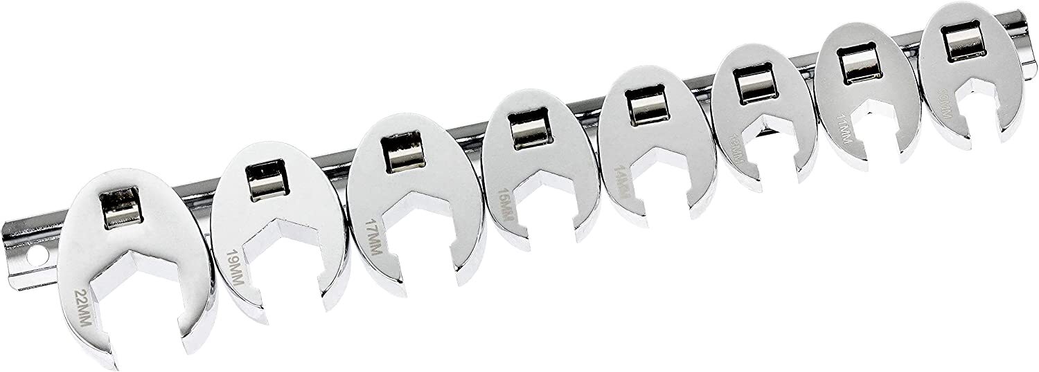 3/8" Drive Head Crows Foot Metric Wrench Set 10mm 11mm 13mm 14mm 15mm ...