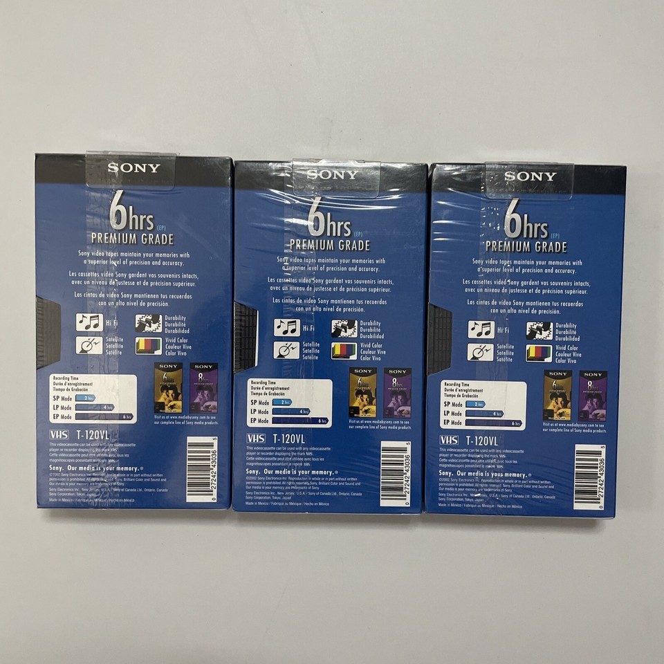 3x Sony 6hrs Premium Grade T-120 VHS | eBay