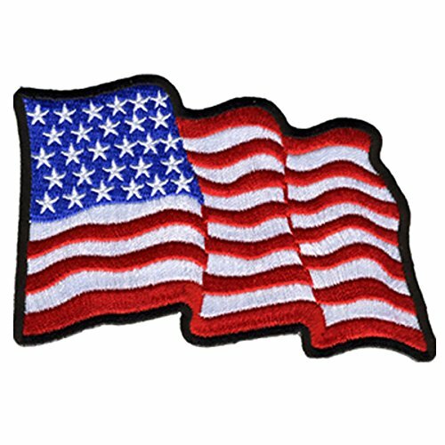 WAVY U.S. FLAG, High Thread Embroidered Iron-On / Saw-On Rayon PATCH ...