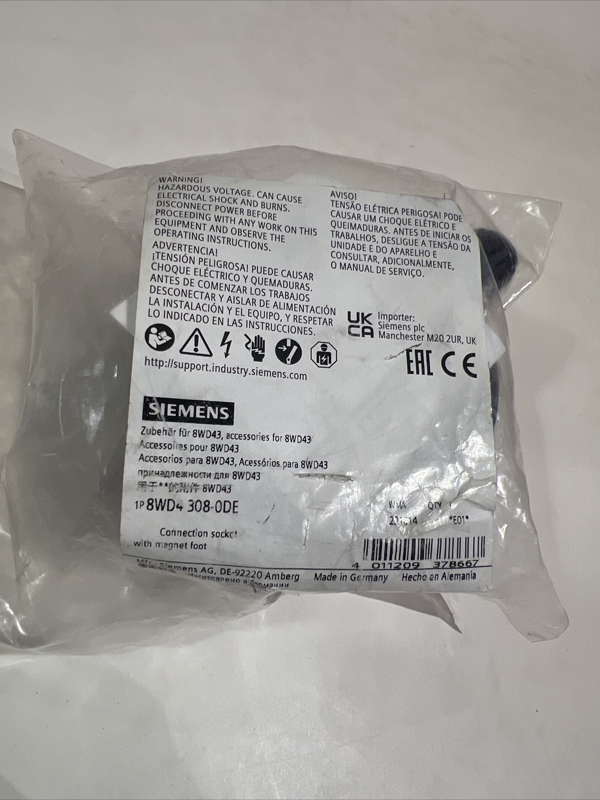 Siemens 8WD4308-0DE Contact Box with Magnetic Base Cable Entry 8WD 4308 ...