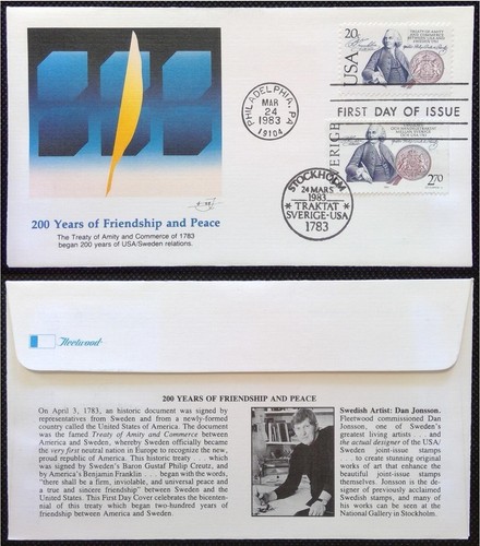 Scott 2036 FDC Benjamin Franklin USA Sweden Dual Cancel Fleetwood ...
