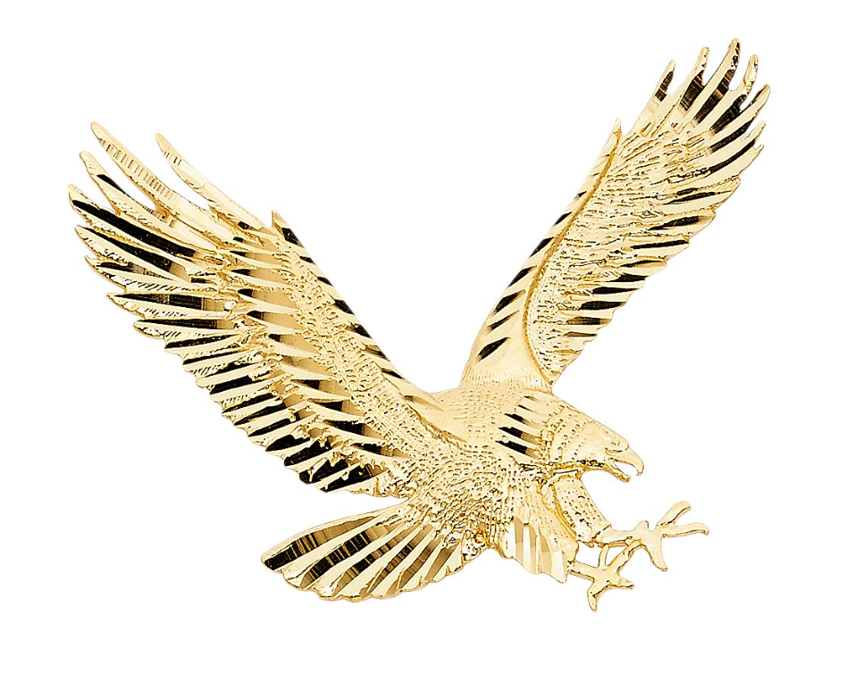 14K Solid Yellow Gold Flying Eagle Pendant Diamond Cut Bird Charm 4.4 ...