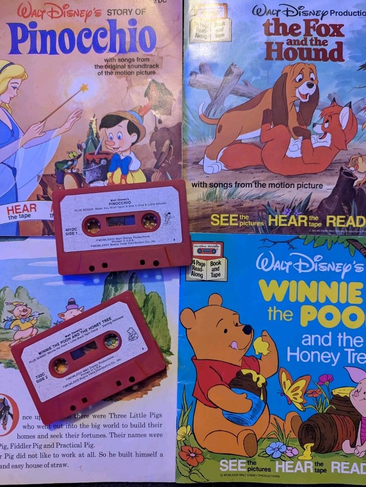 Disney Winnie the Pooh Fox & the Hound Pinocchio Cassette Tape Read ...