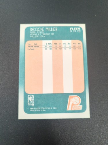 1988-89 Fleer - #57 Reggie Miller (RC) HOF Indiana Pacers NM | eBay