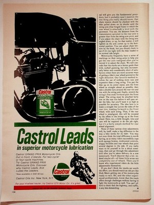 Castrol 1973 Original Print Advertisement Motorcycle Oil 8x11 Vintage ...