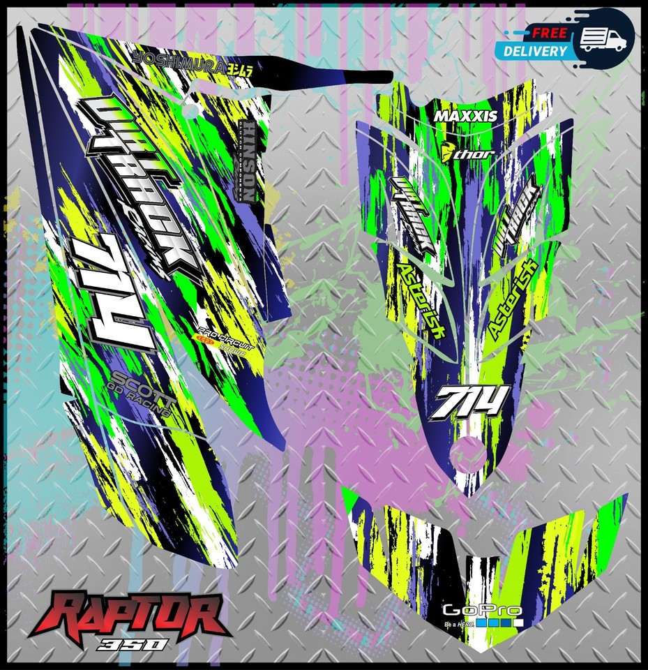 RAPTOR 350 GRAPHICS KIT DECALS STICKERS ATV FREE SHIPPING 12mil G. | eBay