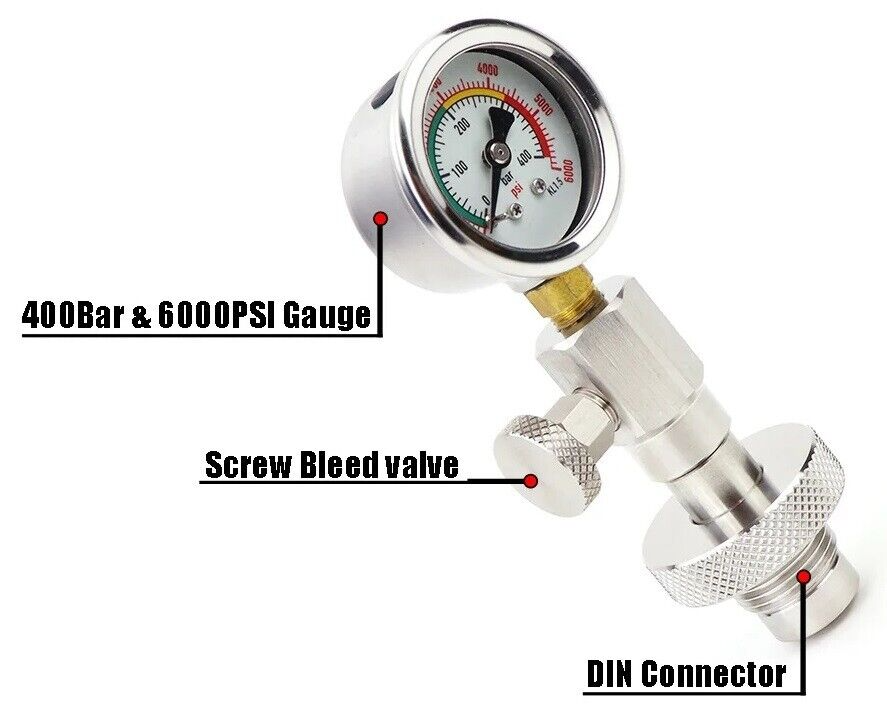Scuba Dive DIN Tank Cylinder Pressure Checker 6000 PSI - 400 Bar Check ...