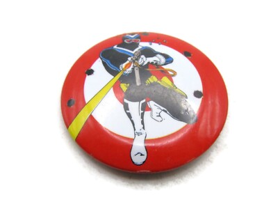 Cartoon Character Super Hero Pin Red & White Background | eBay UK