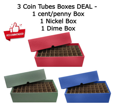 3 Guardhouse Coin Tube Storage Display Boxes For Cent/Penny/Dimes ...