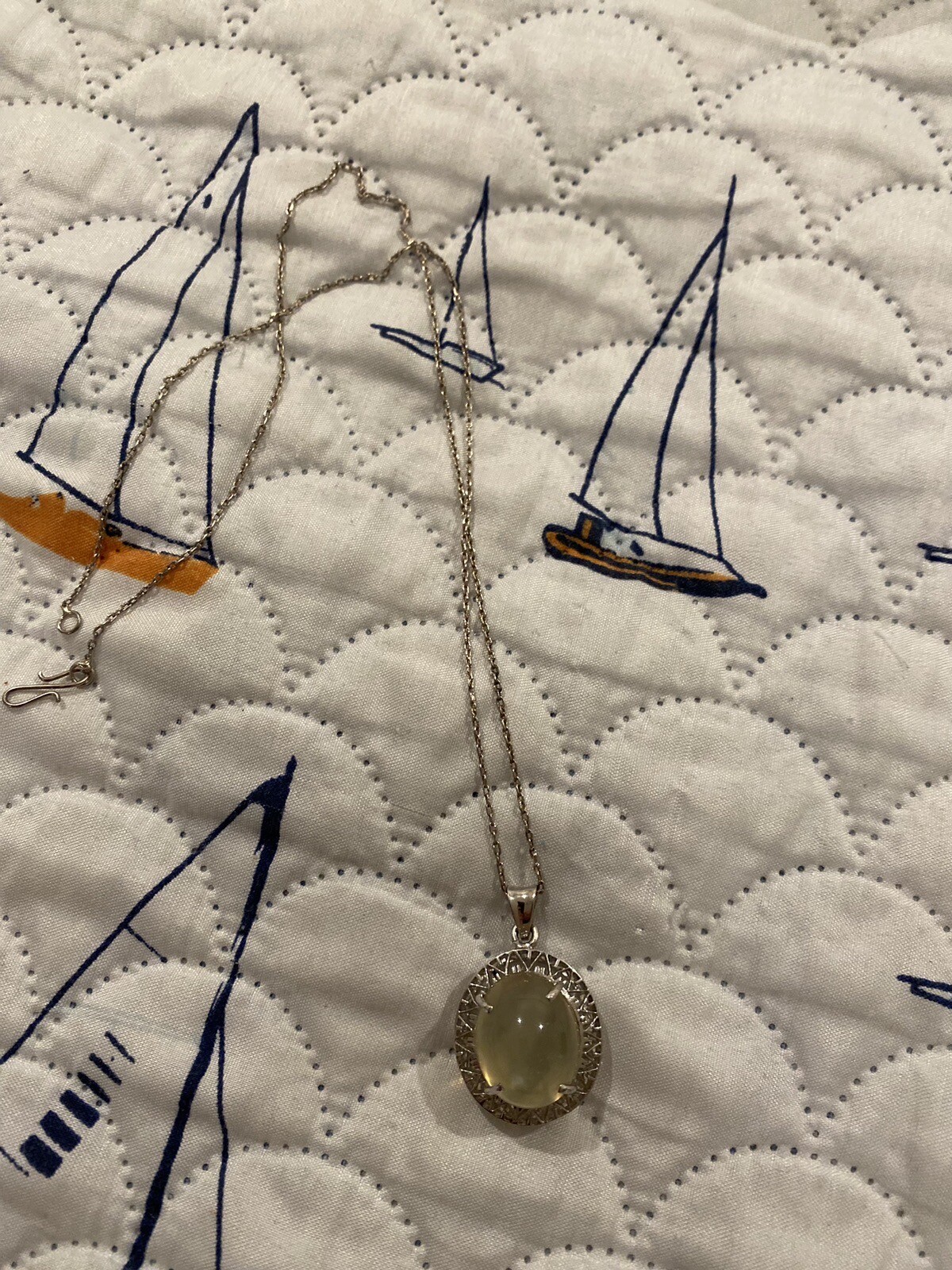 filigree vintage silver Large Round Glass Gemstone - Gem