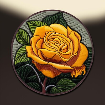 Yellow Rose Patch Iron-on Applique Clothing Wildflower Floral Badge ...