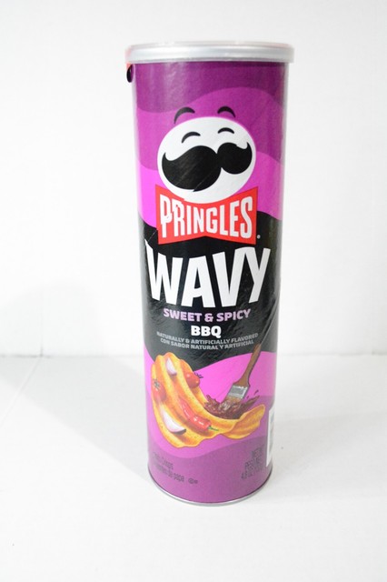 Pringles Wavy Potato Crisps Chips Sweet & Tangy BBQ 4.8 Oz Date July ...