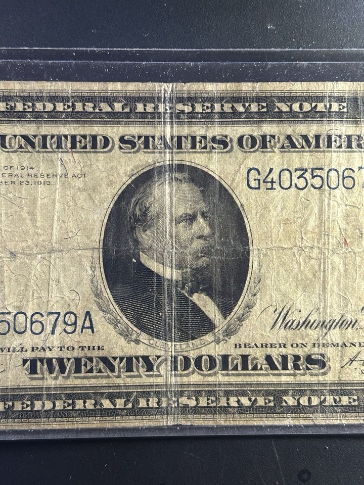 1914 $20 Dollar Chicago Mint 7G Blue Seal Twenty Dollar Large Size | eBay