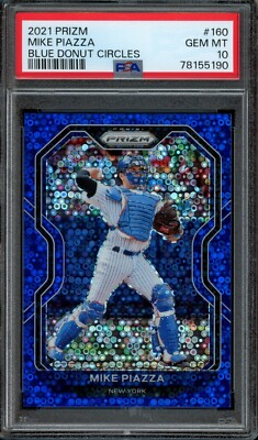 2021 Prizm #160 MIKE PIAZZA Blue Donut Circles Prizm #/199 PSA 10 POP 2 ...