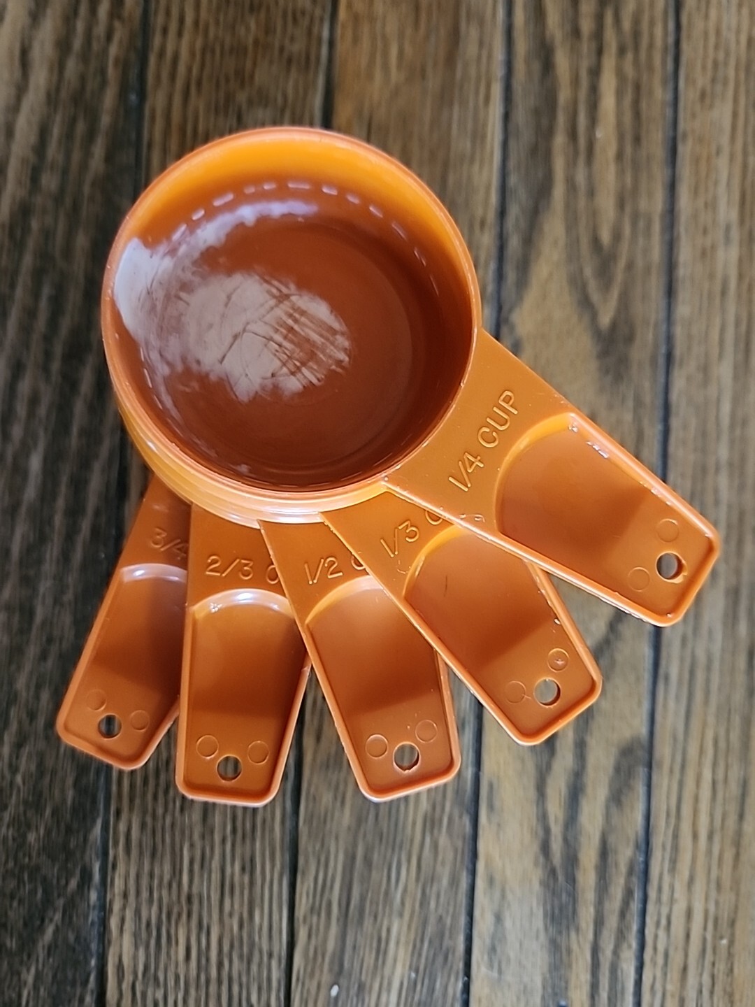 Vintage Tupperware HARVEST ORANGE Measuring Cups # 762~ 5 piece nesting ...