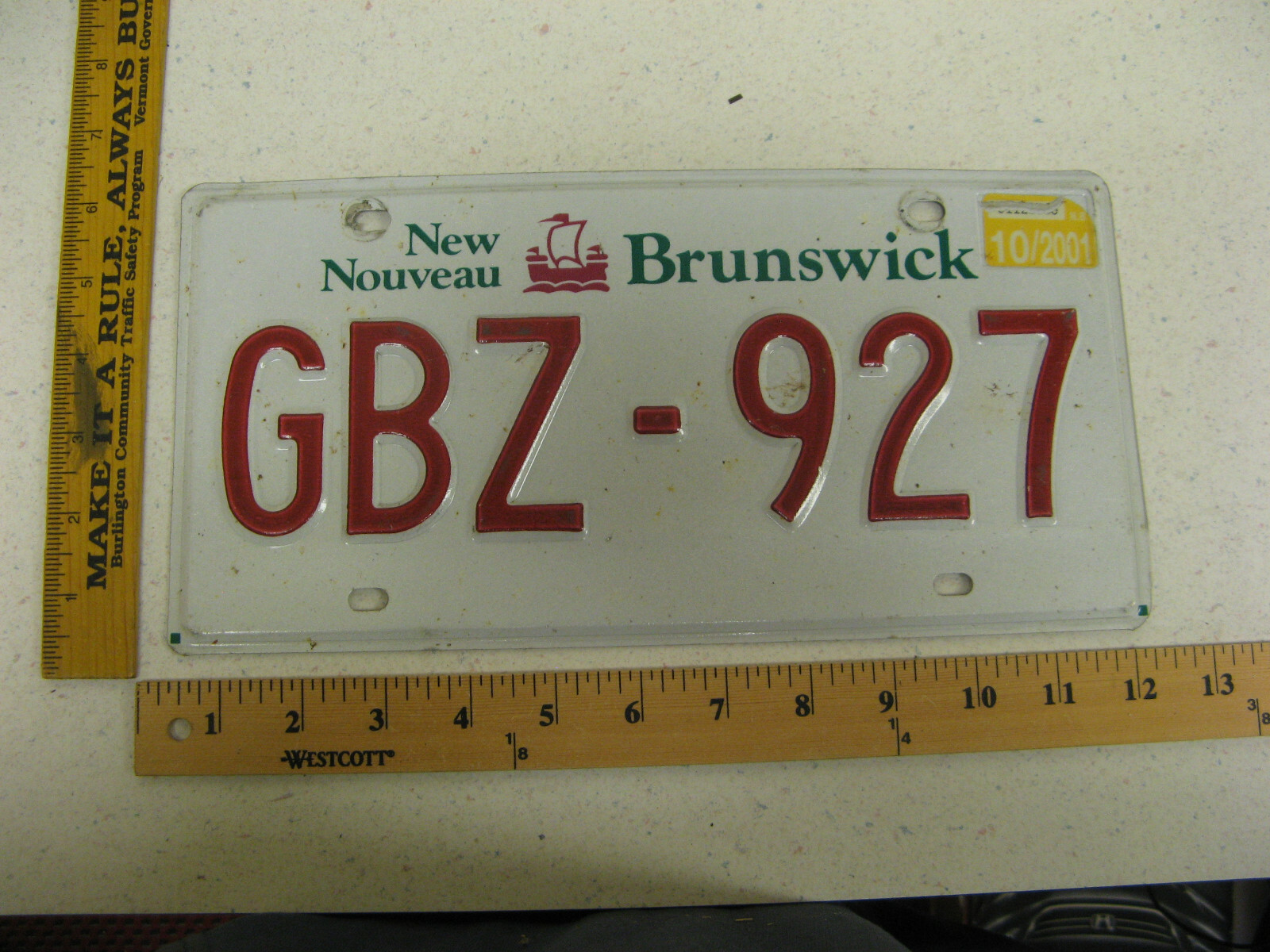2001 01 NEW BRUNSWICK NB Canada License Plate Friendly GBZ-927 Natural ...