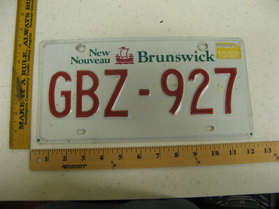 2001 01 NEW BRUNSWICK NB Canada License Plate Friendly GBZ-927 Natural ...