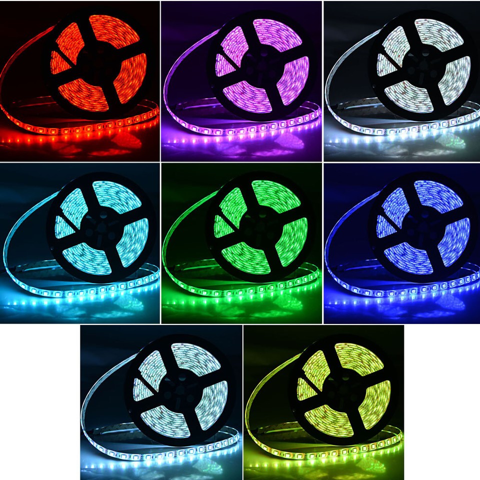 LED STRIP LIGHTS 5050 RGB COLOUR CHANGING TAPE UNDER CABINET KITCHEN TV ...