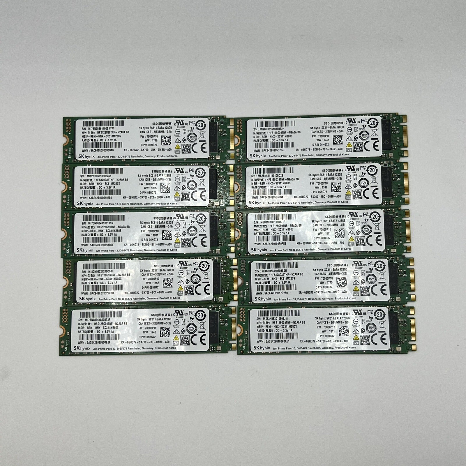 Lot of 10 SK Hynix SC311 SATA 128GB M.2 Internal Solid State Drive SSD ...