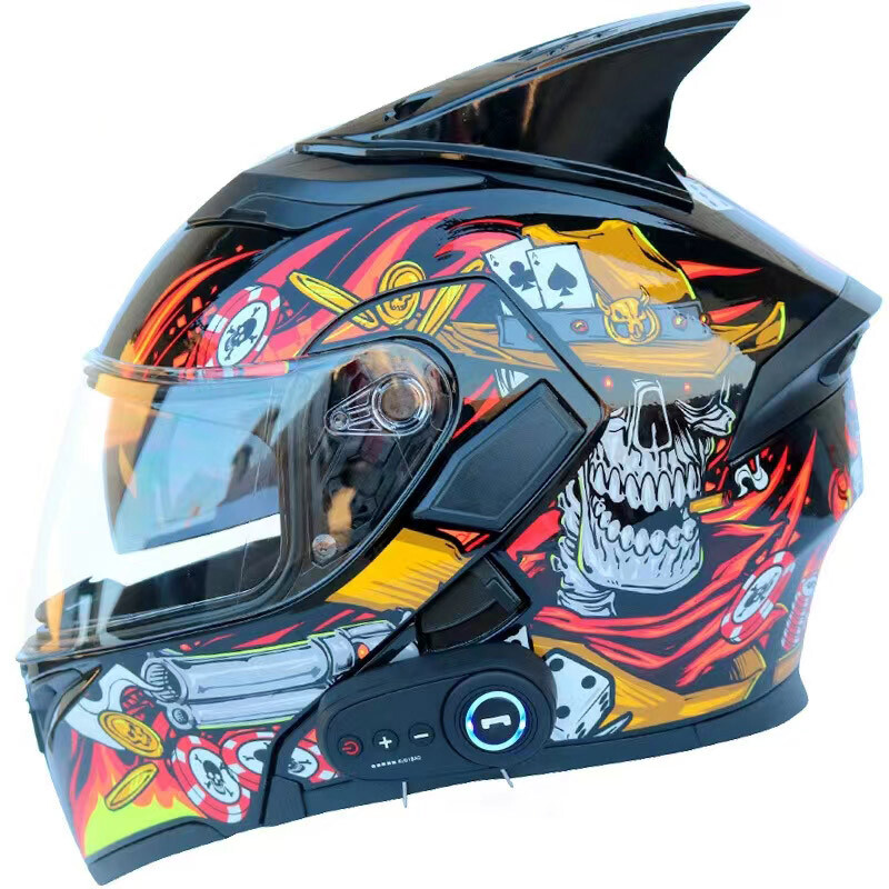 Motorcycle Double Lens Facelift Helmet Bluetooth Helmet Full Helmet ...