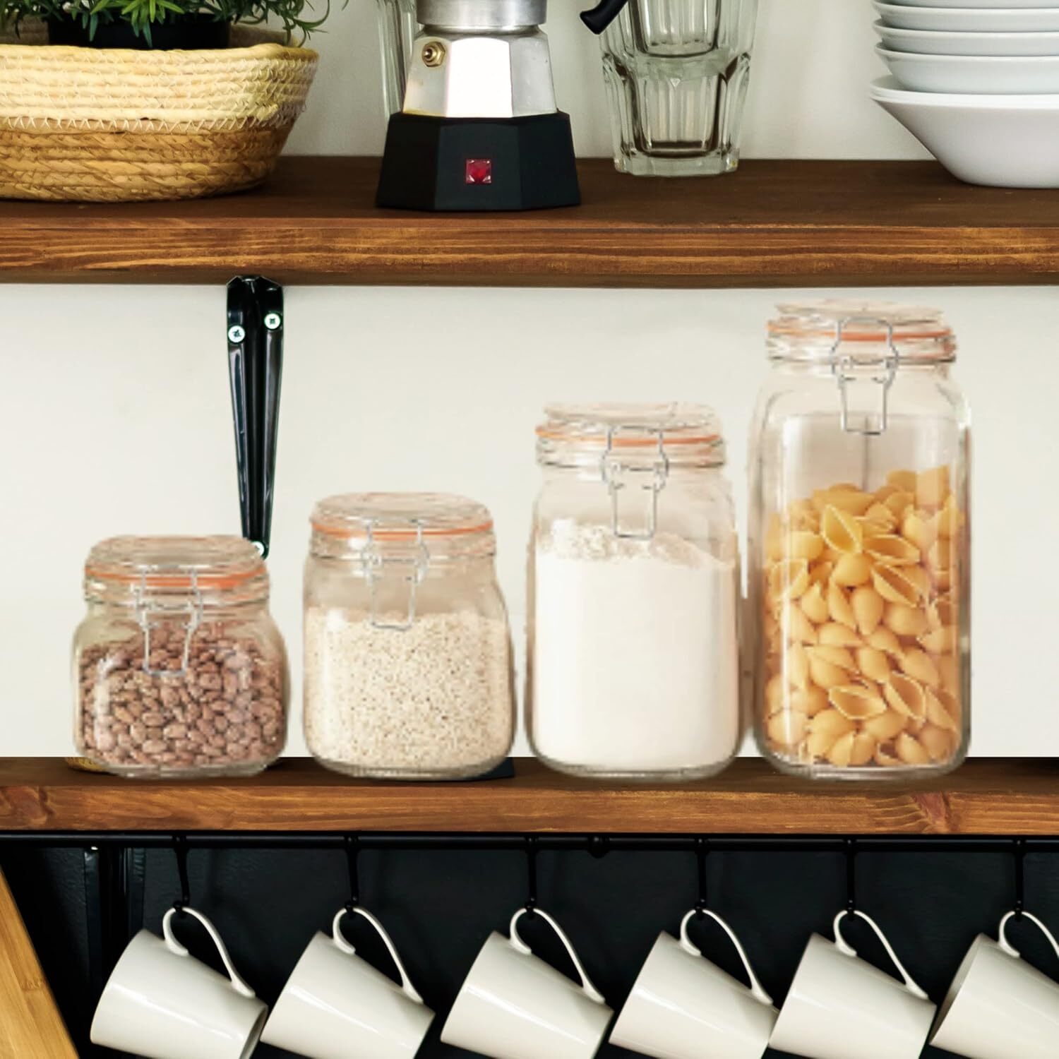 Brand New Oggi 4 Piece Airtight Glass Food Storage Pantry Containers ...