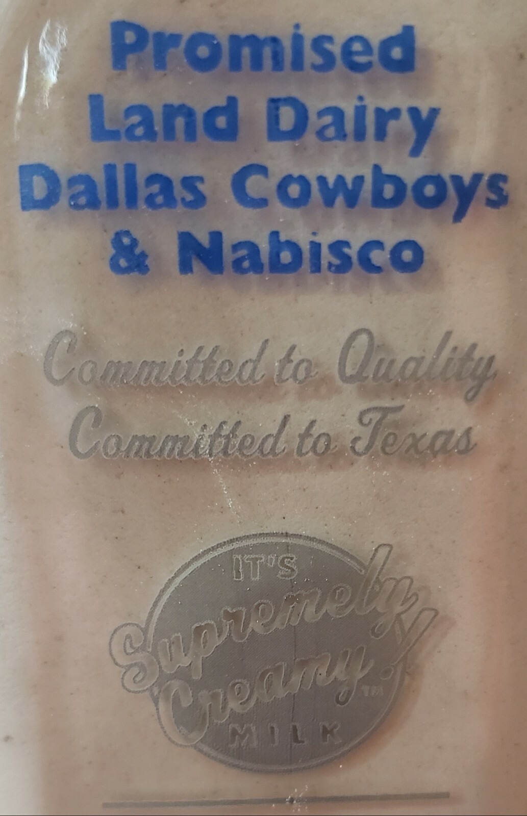DALLAS COWBOYS OREO PROMISED LAND DAIRY 1 QUART clear GLASS MILK BOTTLE ...
