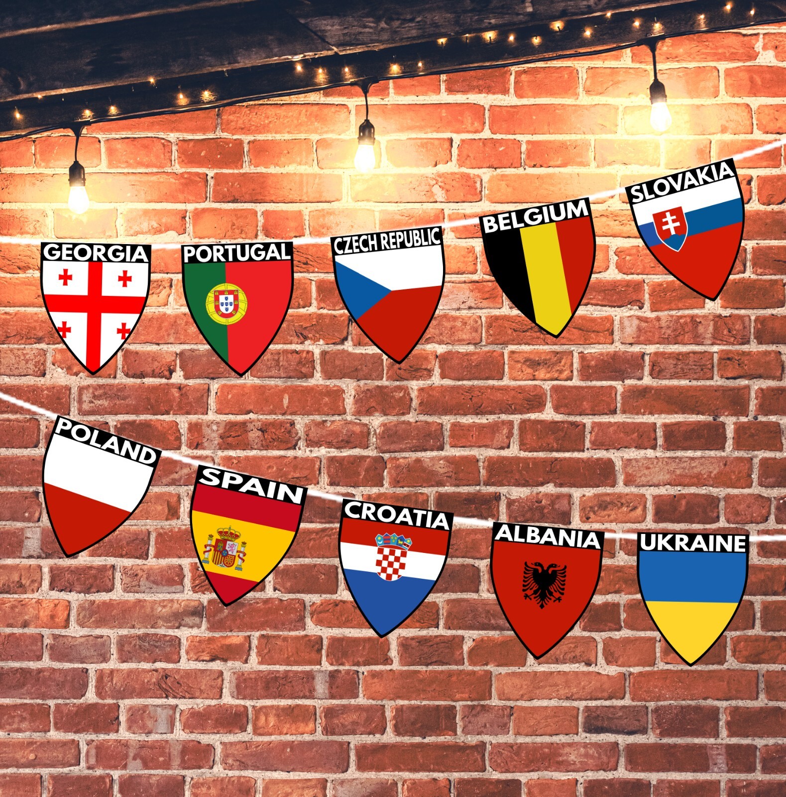 Euro Football 2024 Team National Flag Bunting Party Sports Decorations ...