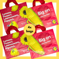 LIDL Shopping Bags LARGE x4 Red Tote | Offer of the day