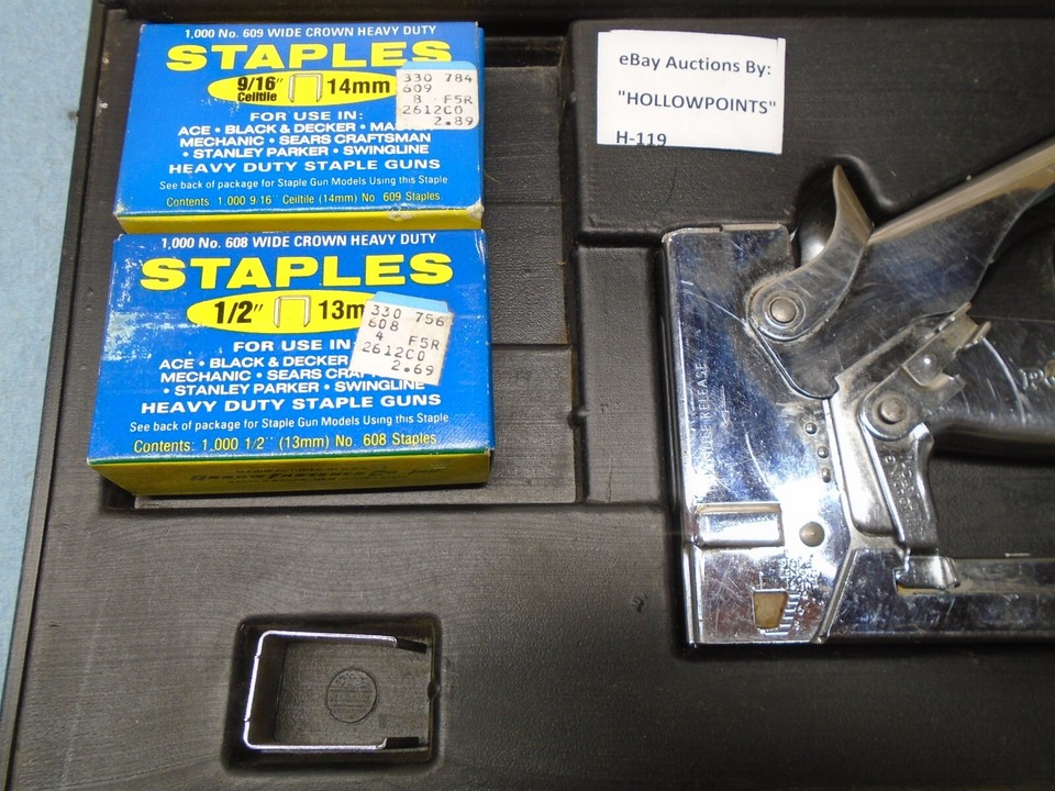 Swingline 1000 vintage Heavy Duty Staple gun kit w/ Staples Uses 1/4-9/ ...