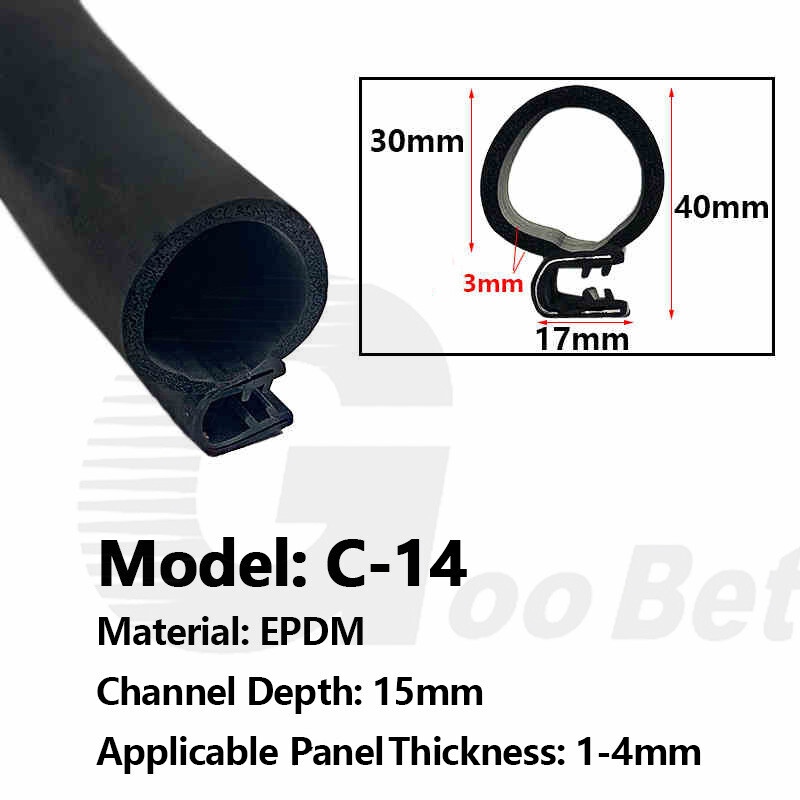 Car Finned Rubber Edge Trim Seal U Profile Van Boat Truck Door Bonnet ...