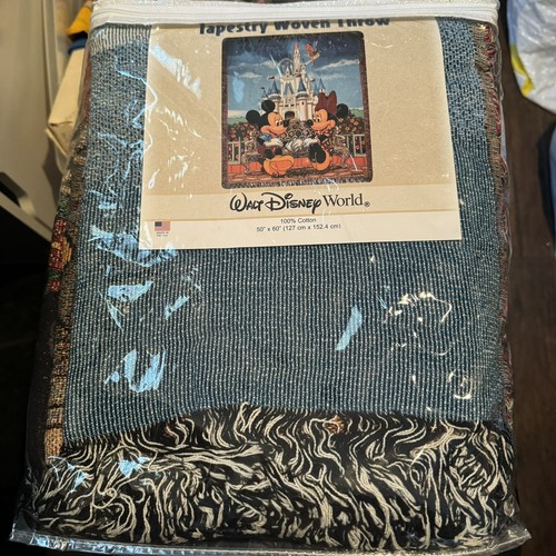 Walt Disney World Tapestry 2008 Woven Throw Blanket Mickey Minnie ...