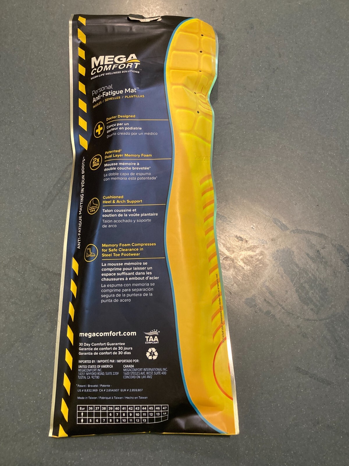 Mega Comfort Personal Anti-Fatigue Mat Insole. SIZE MENS 12 | eBay