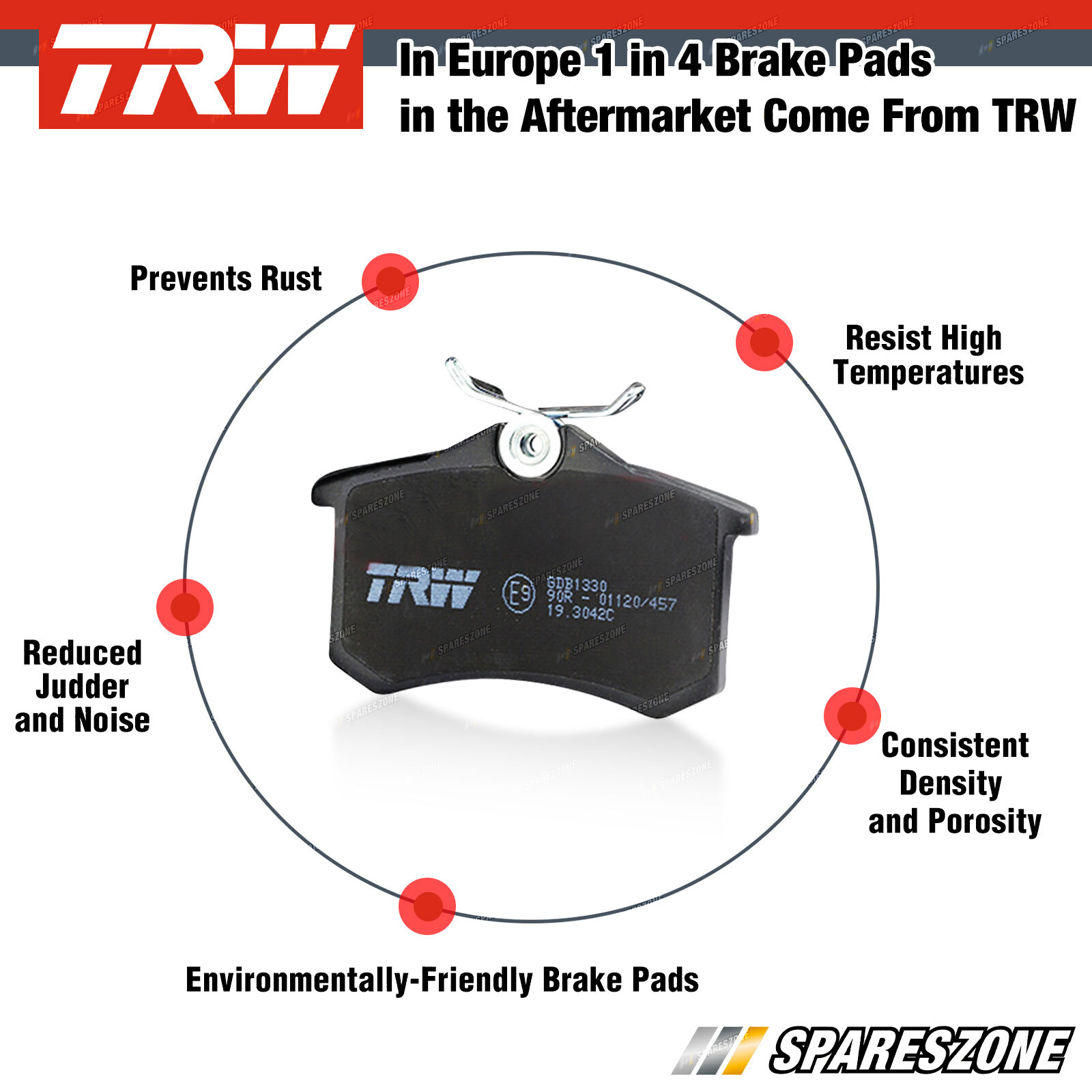 4x Front TRW Disc Brake Pads for Mazda 2 DY 1.5L 82KW Hatchback 2003 ...