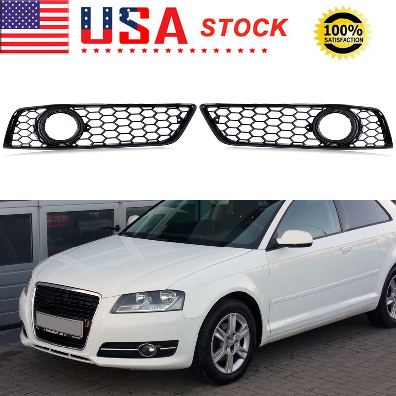 For Audi A3 8P 2009-2013 Pair Mesh Honeycomb Bumper Fog Light Grill ...