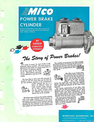Brochure - Minnesota Automotive - MICO - Power Brake Cylinder - c1948 ...