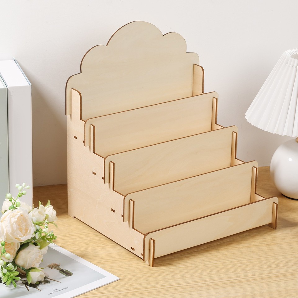Wood Card Display Stand 4 Layer Greeting Card Display Stand Wood Card ...