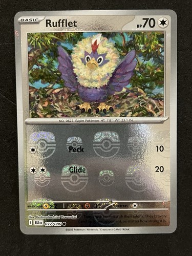 Rufflet Master Ball Reverse Holo 077/086 Pokemon Black Bolt English | eBay