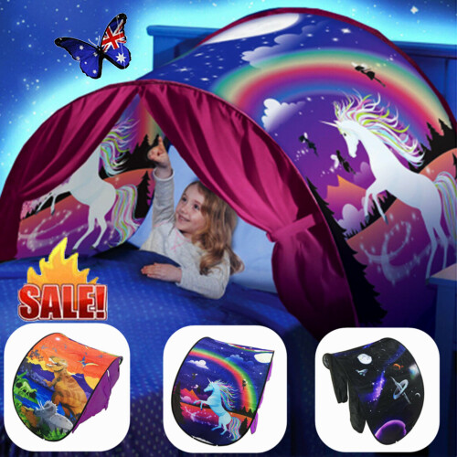 Fancy Dream Tents Kid Child Unicorn Space Foldable Tent Indoor Bed ...