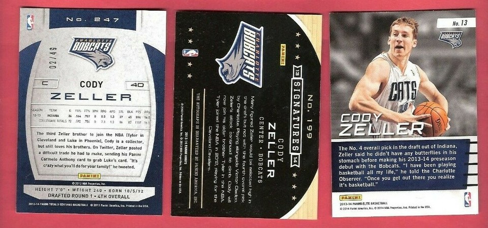 CODY ZELLER CERTIFIED ROOKIE AUTOGRAPH #d1/49 + ELITE & CERTIFIED RC ...