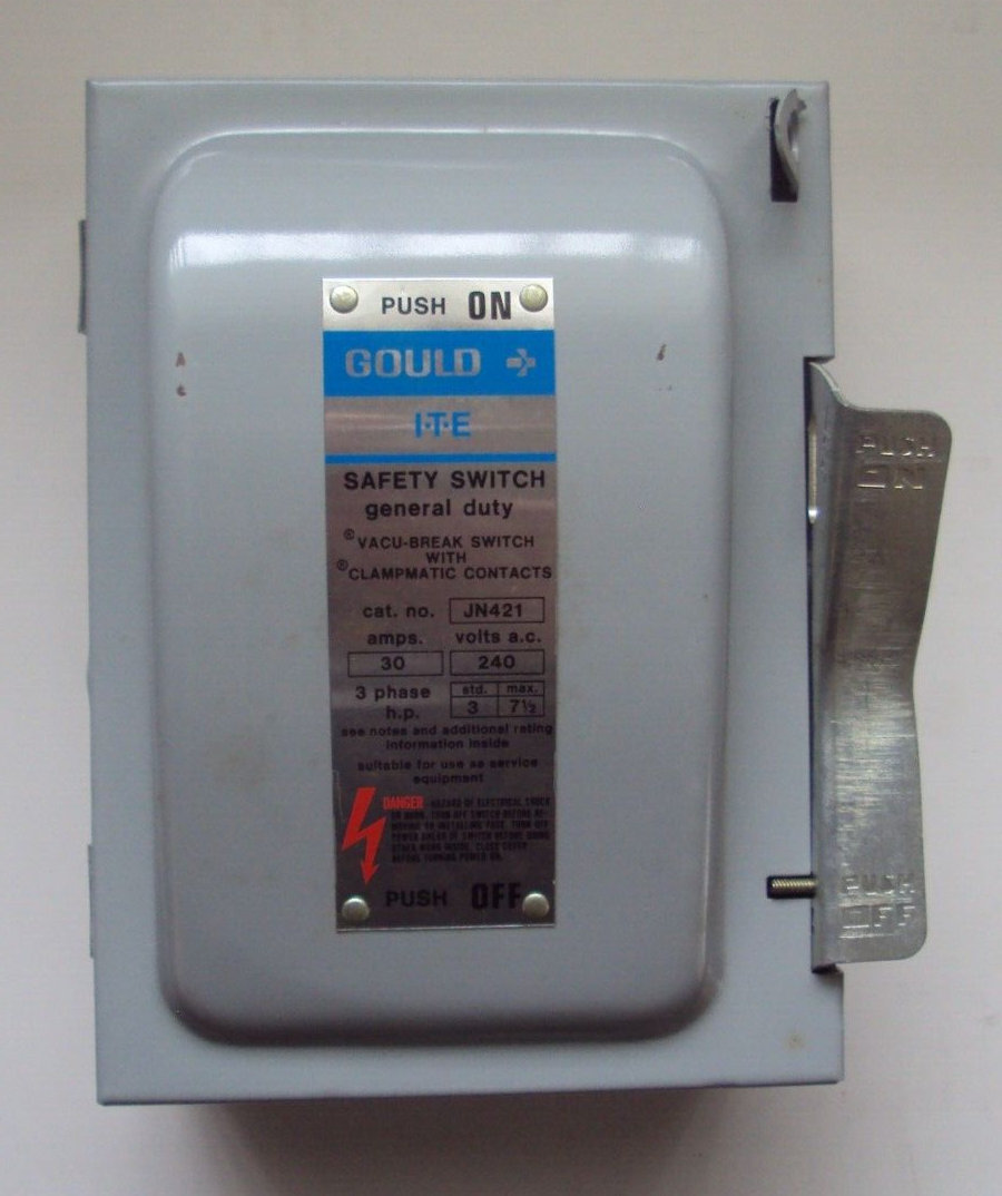 ITE P/N: JN421 VACU-BREAK GENERAL DUTY SAFETY SWITCH 30A 240VAC 3 POLE ...