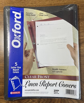 Oxford Linen Clear Front Report Covers, Letter Size, Black, 5 Pack ...