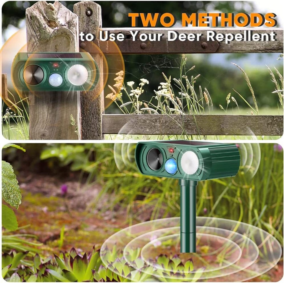 Solar Ultrasonic Bird Repellers Pest Control Scarer Deterrent Fox ...