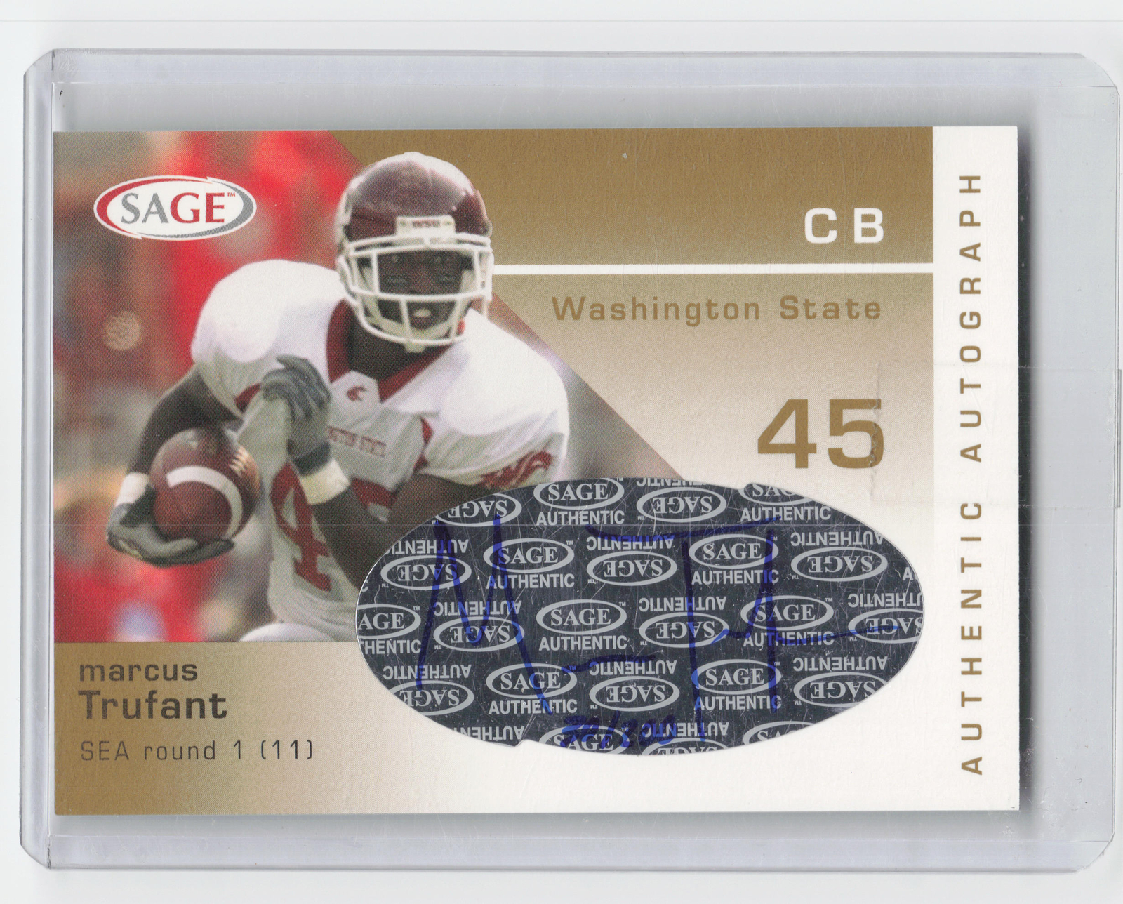 2003 SAGE #A40 Marcus Trufant Gold Auto #'d /200 | eBay