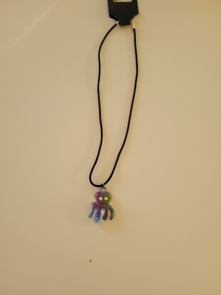 Kids Octopus Ocean Sea Multicolor Crystal Charm Pendant Cord Necklace ...