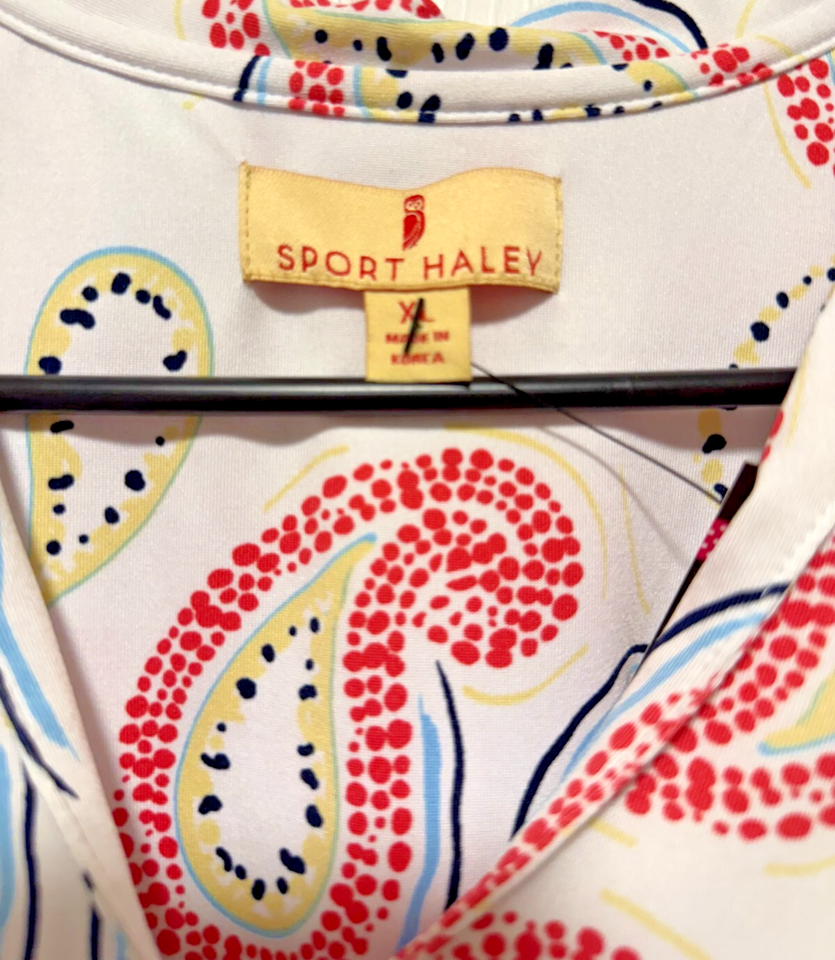 SPORT HALEY top shirt blouse XL 18 Bust 44 Length 26 White Multicolor ...